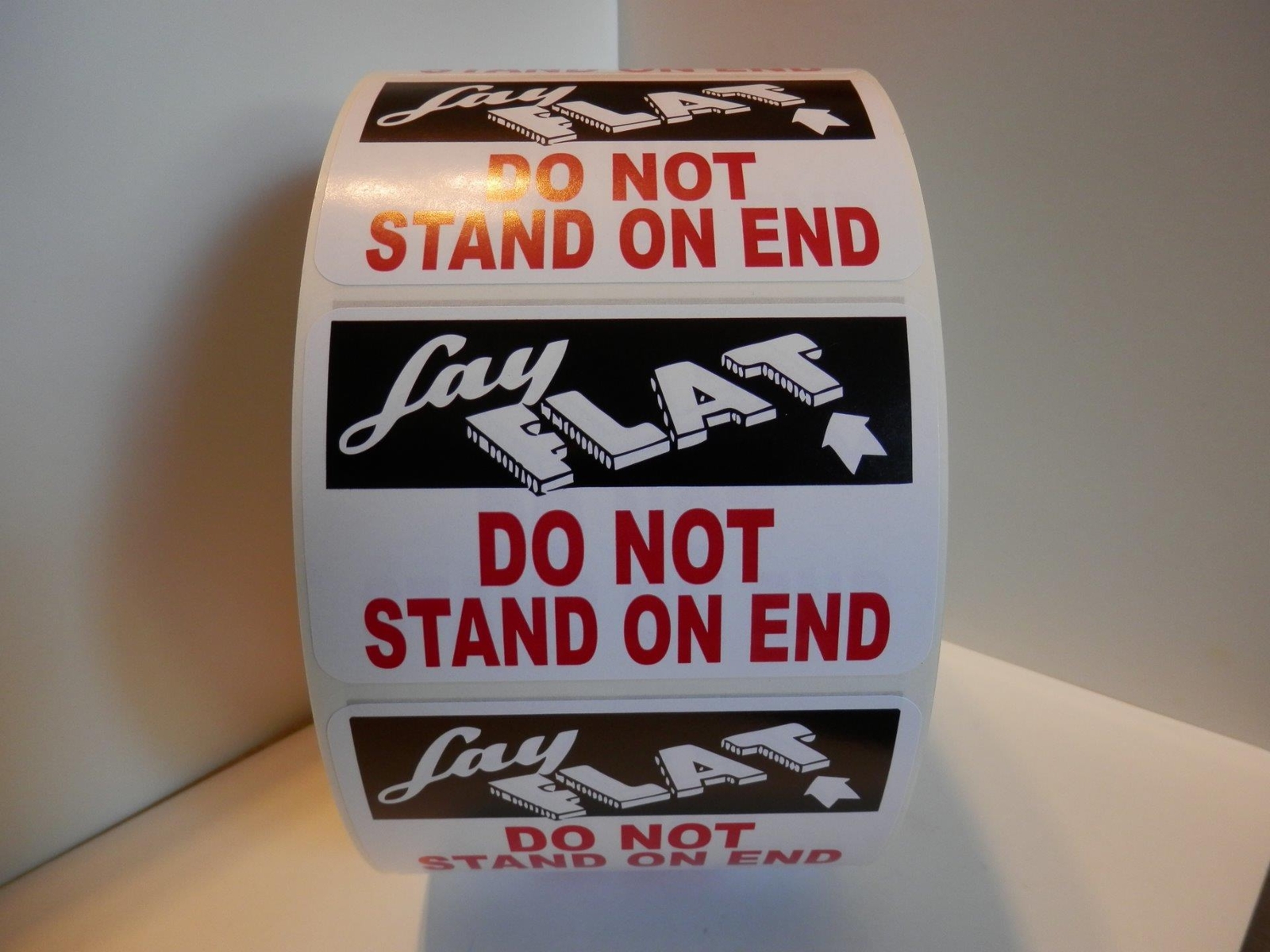 LAY FLAT DO NOT STAND ON END 4X2.5 warning sticker label 125/rl | eBay