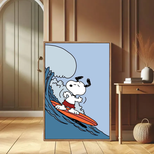 Snoopy Surfing Poster Peanuts Beach Ocean Surf Summer Vacation Art ...