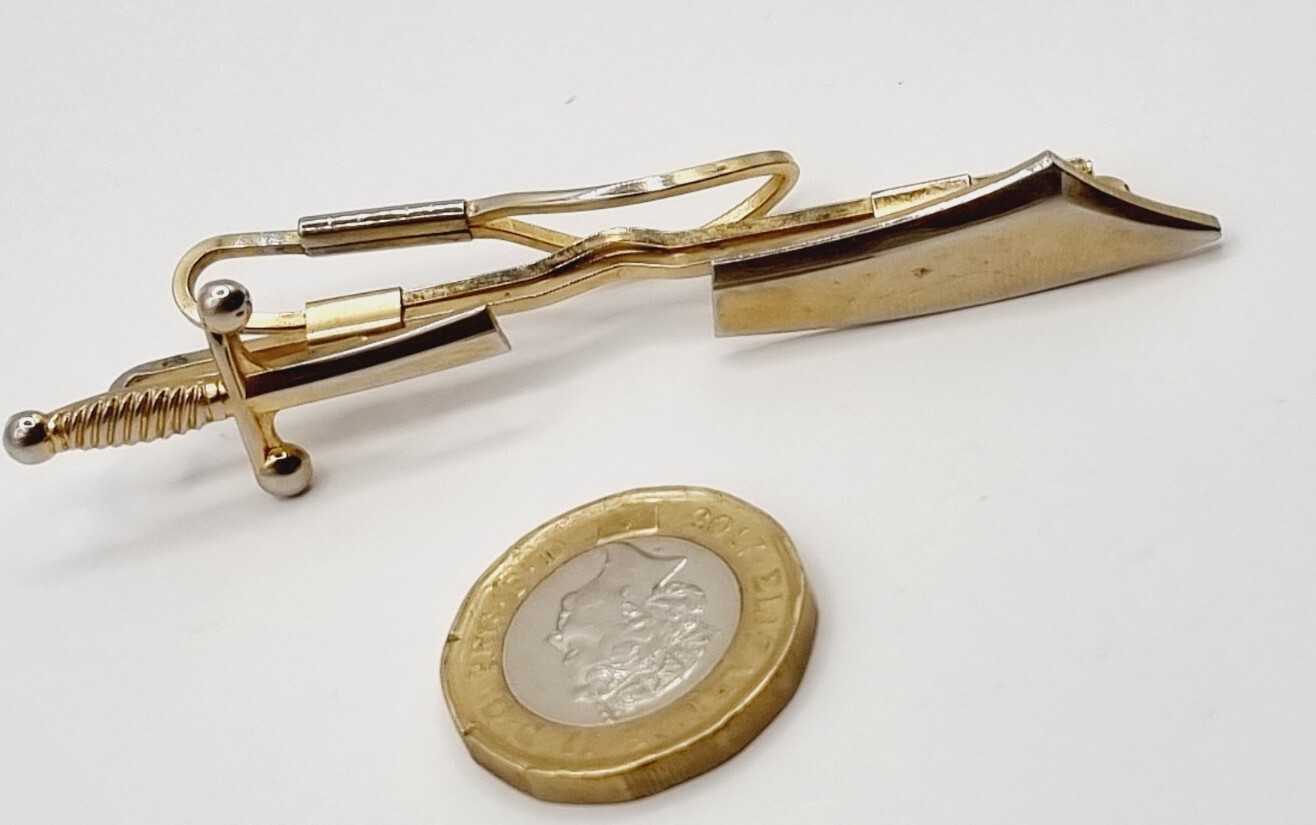 Vintage Collectible Gold Tone Bar Tie Clip Slide Sword Stratton ...