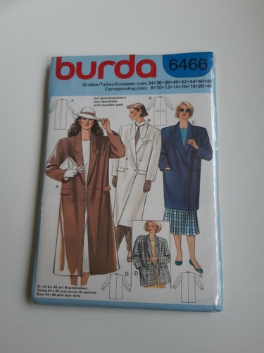 Burda Long Trenchcoat Pattern 6466 Uncut in Sizes 8-20 | eBay Australia