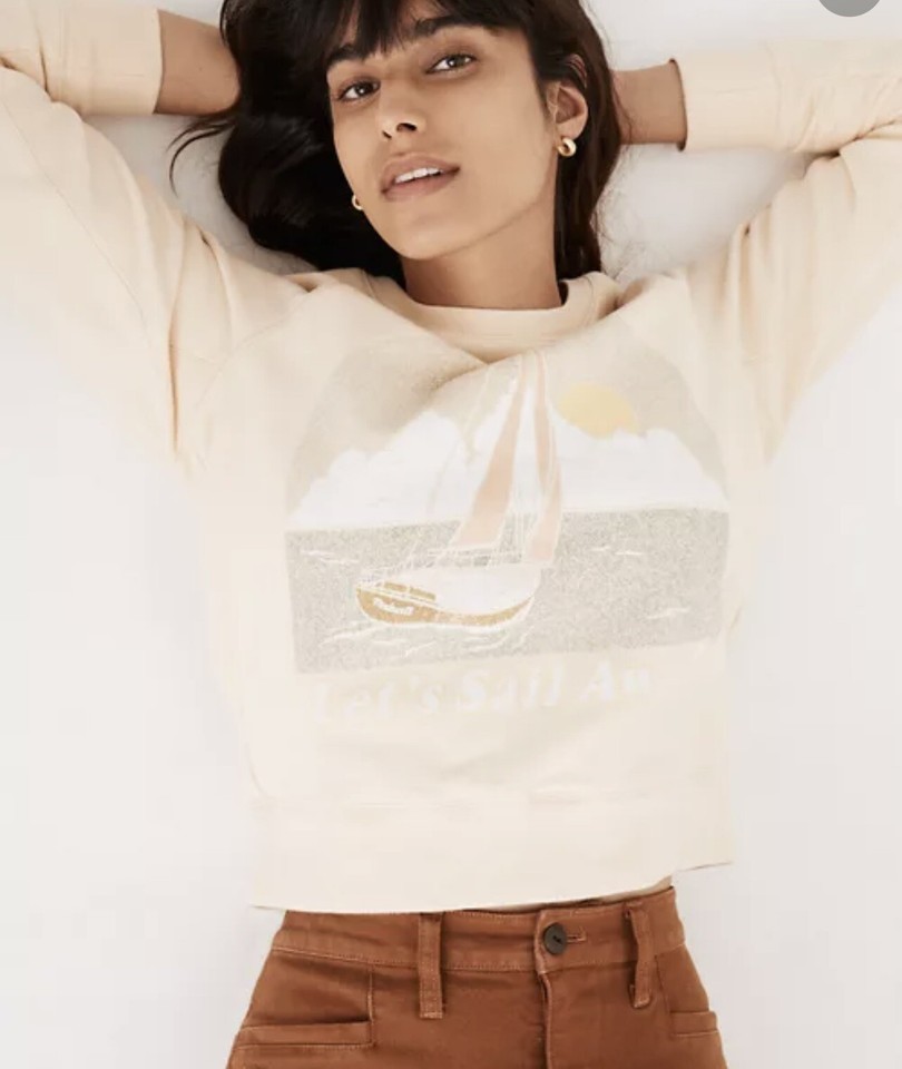 Madewell Women’s Let’s Sail Away Sourced Cotton Crop Sweatshirt M NWT | eBay