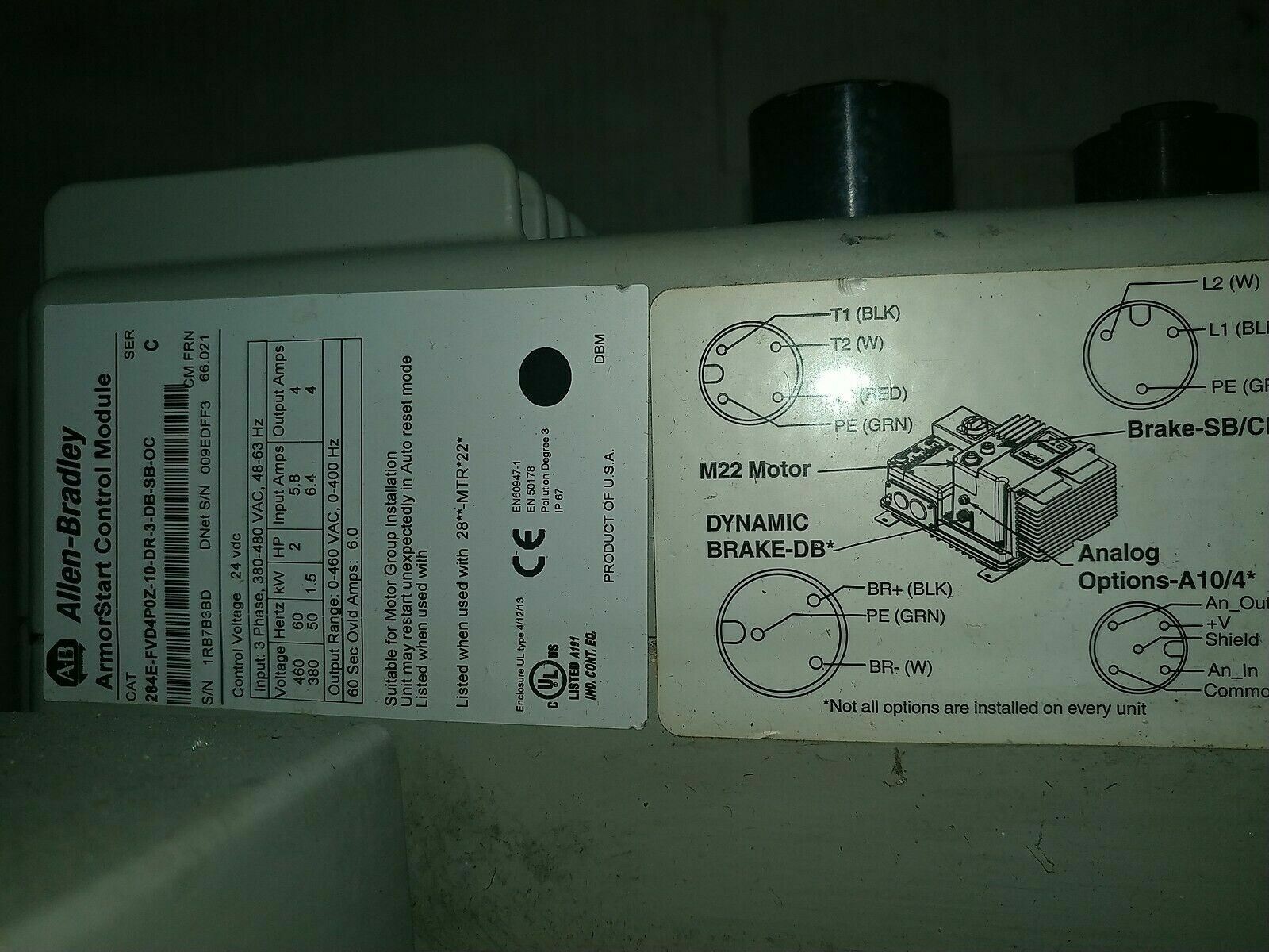 ALLEN-BRADLEY ArmorStart DRIVE AND BASE 284E-FVD4P0Z-10-DR-3-DB-SB-OC ...