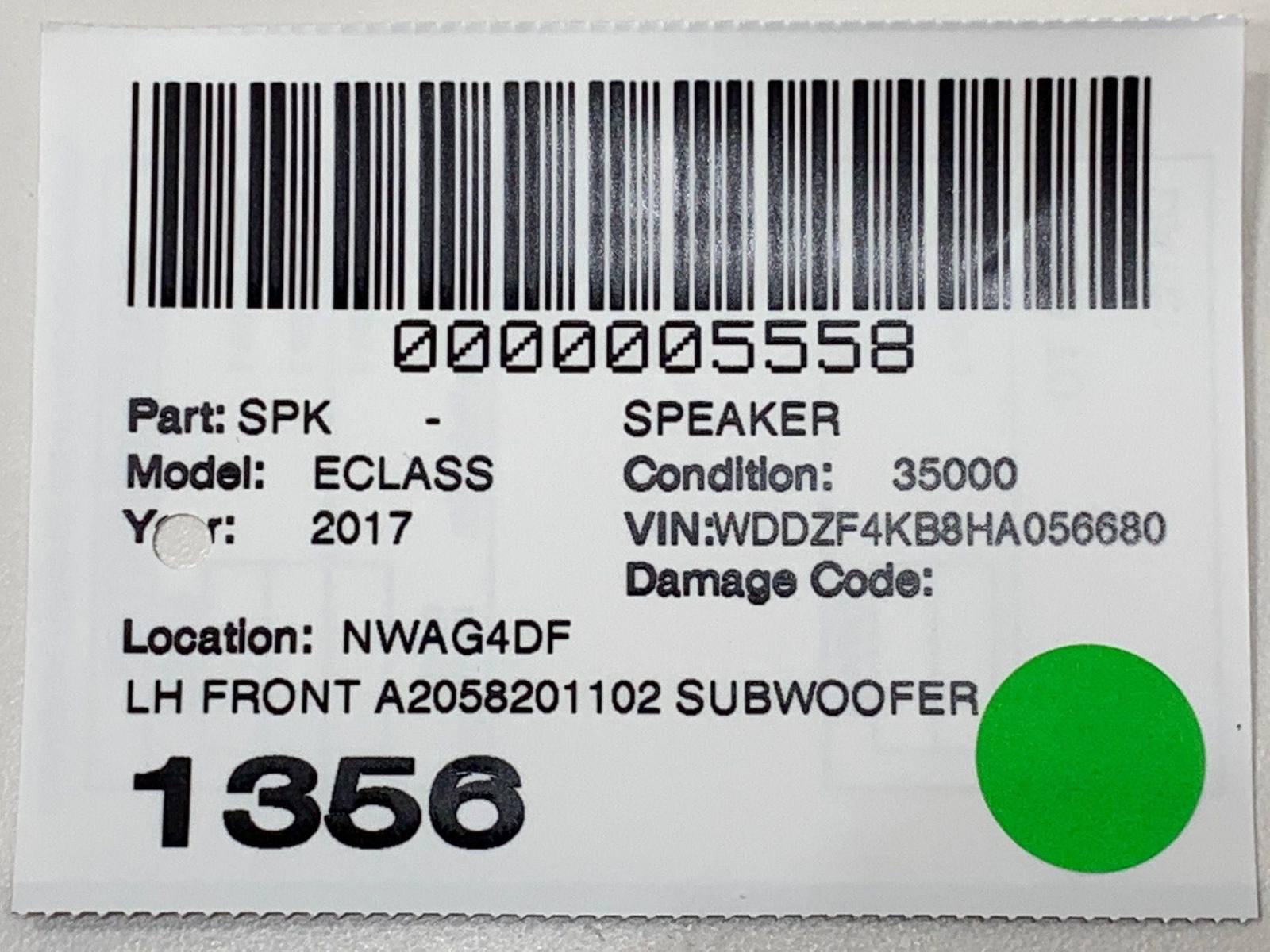 2017 - 2019 MERCEDES E300 W213 FRONT LEFT DOOR AUDIO SPEAKER OEM ...