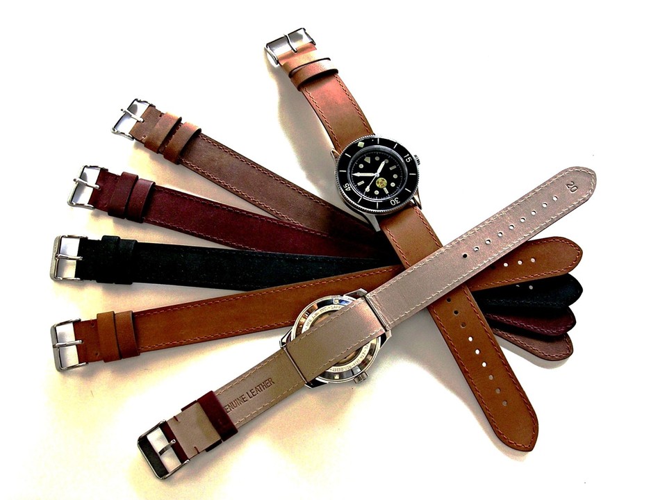 1pc NATO ® strap RAF aviator Pilot distressed Leather Bund watch band ...