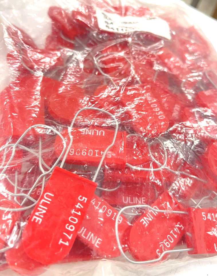 100 Red Padlock Seals Secure Utility Meters Cabinets Drums Steel Hasp ...