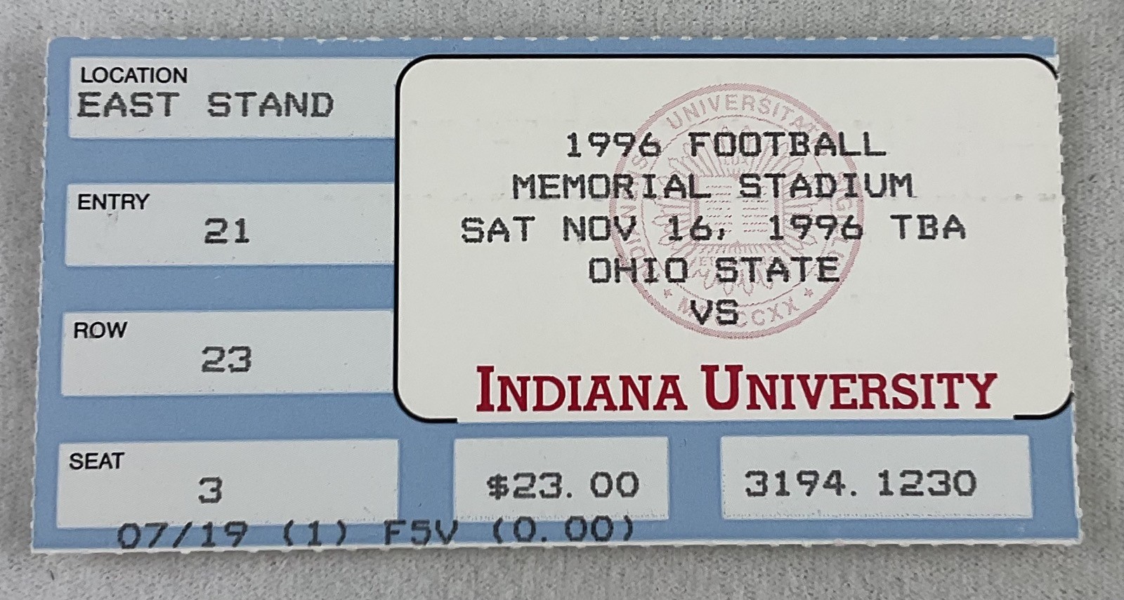CFB 1996 11/16 #2 Ohio State at Indiana Football Ticket-David Boston ...