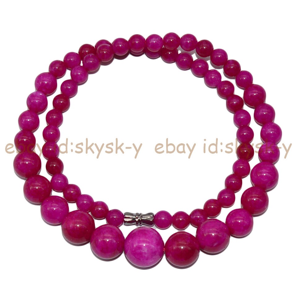 6-14mm Natural Pink Sugilite Round Gemstone Beaded Graduated Necklace ...