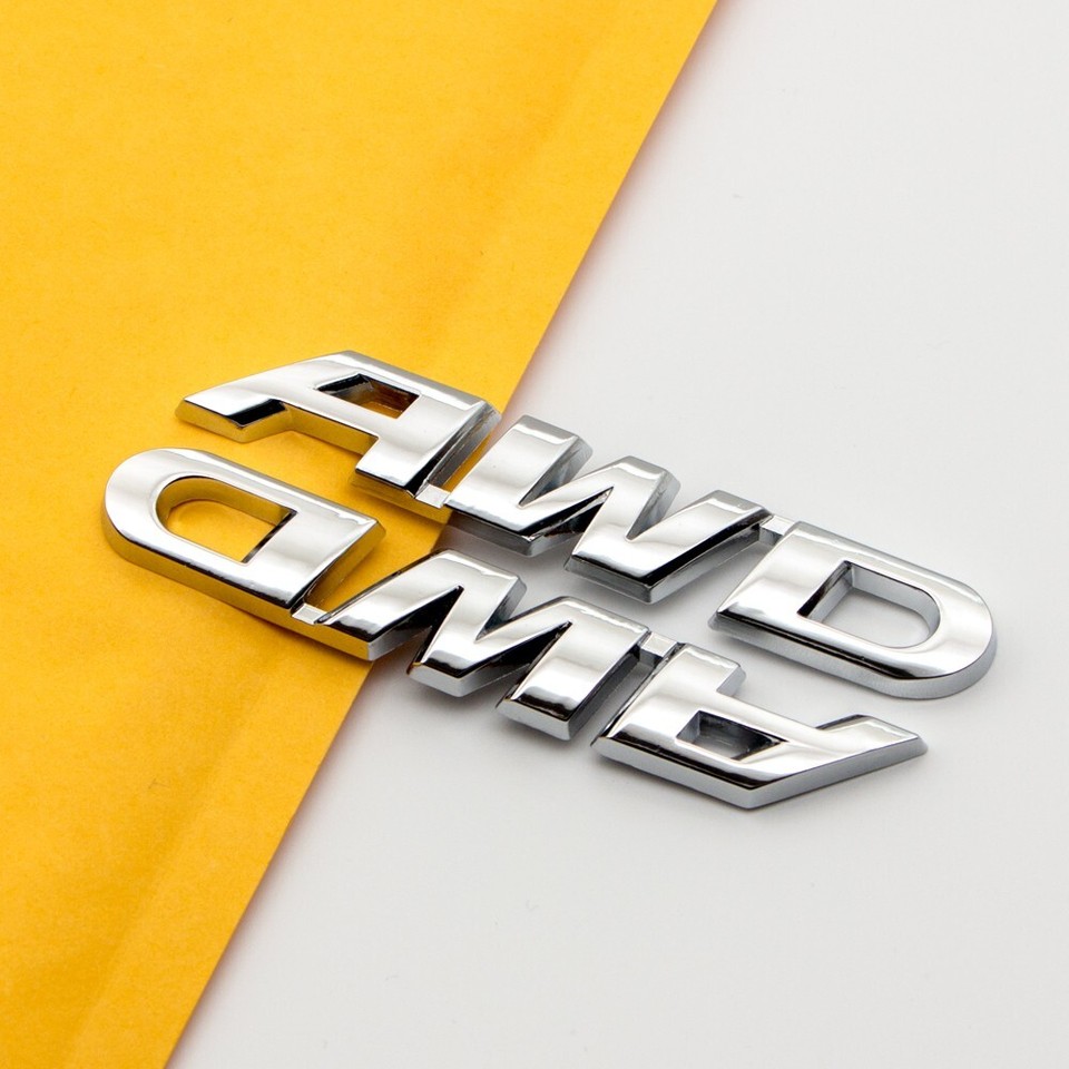 2Pcs Chrome Metal Small AWD Logo 4wd Letter Emblem Off Road Badge 3D ...