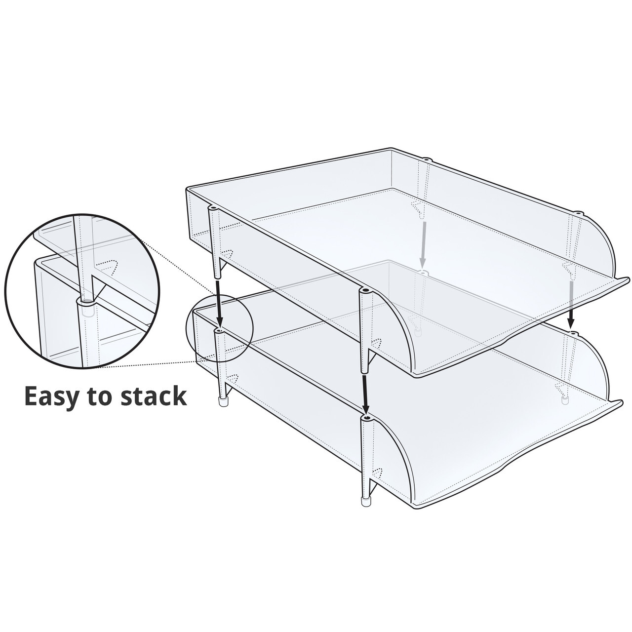 Azar Displays Stackable Clear Letter Tray Desk Organizer, 4-Pack | eBay