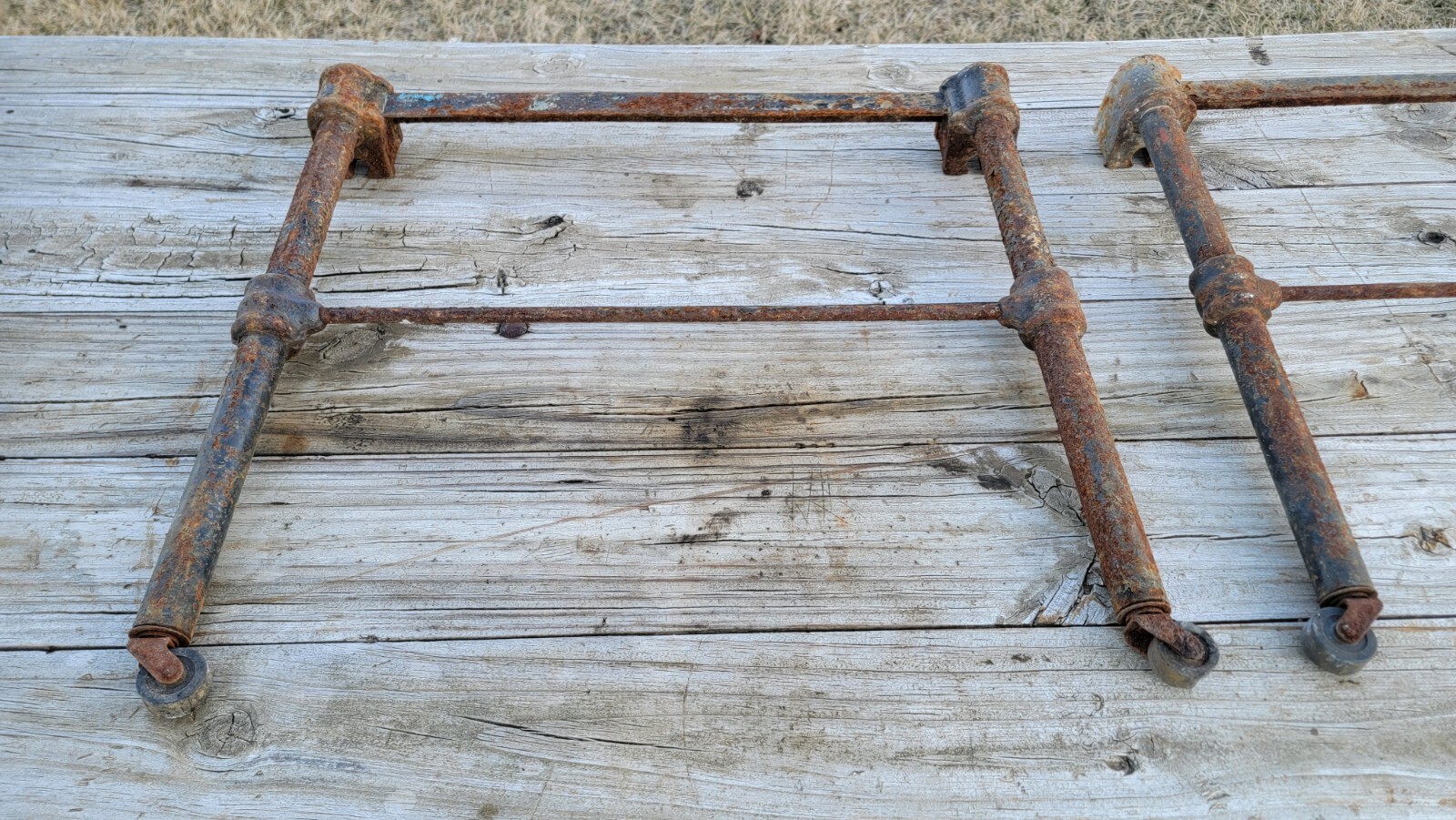 Antique Cast Iron Casket Mover Legs Vintage Rustic Coffin Metal Table ...