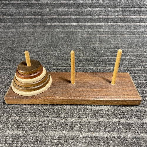 Vintage World Wide Games Handcrafted Wooden Hanoi Tower Rings Puzzle ...