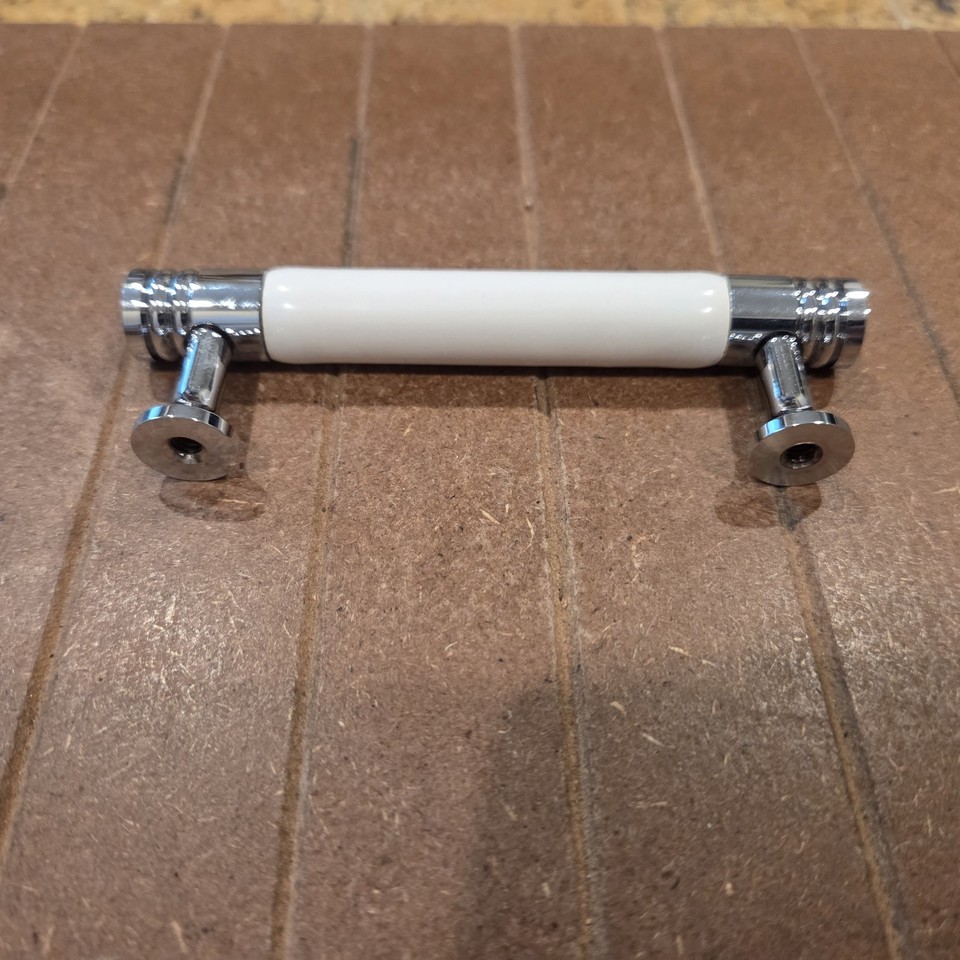 3 in CC white porcelain with polished chrome ends and base drawer pulls ...