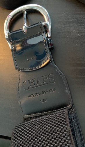 Chaps S/M Black Stretchy Faux Patent Leather Built-In Elastic Band Belt ...