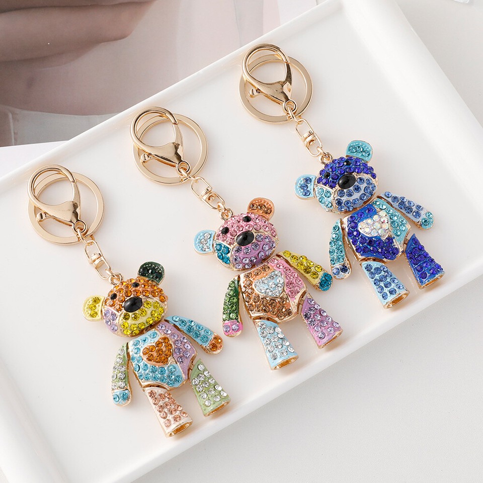 Sparkling Animal Keychain Keyring Rhinestone Crystal Charms Cute Bag ...