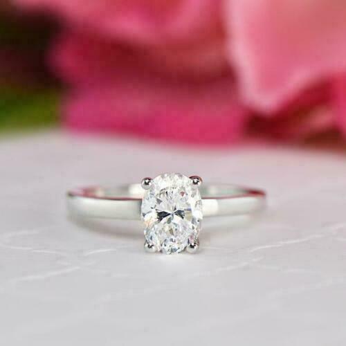 3.00Ct Solitaire Classic Silver Oval VVS1/D Diamond Beautiful Ring Lab ...