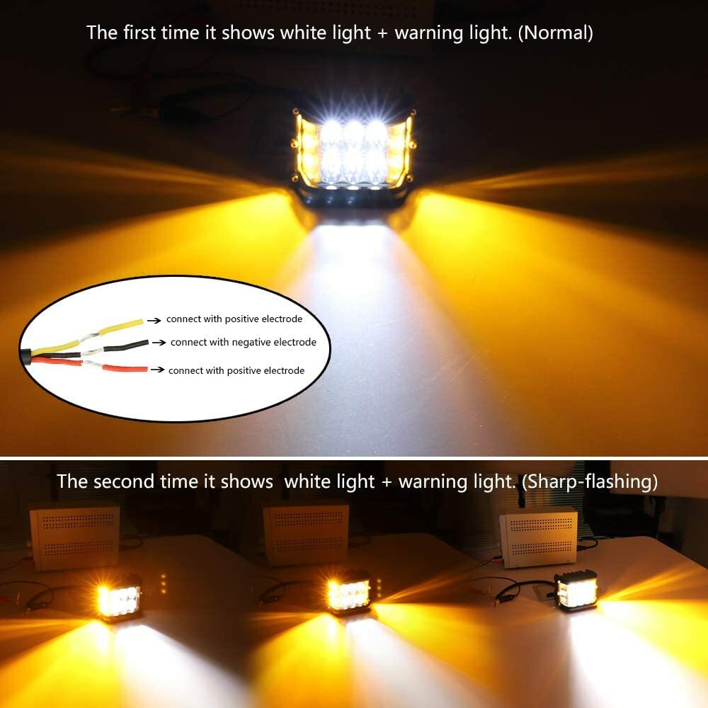2pcs Side Shooter LED Pods 4 Inch Strobe Lights Dual Color Light Bar ...