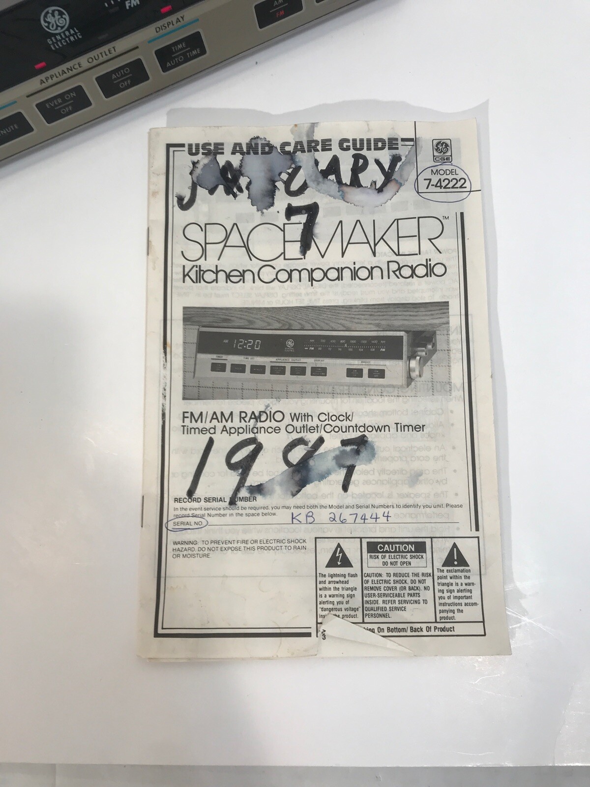 Vtg General Electric Spacemaker Kitchen Companion AM/FM Radio 7-4222 W ...