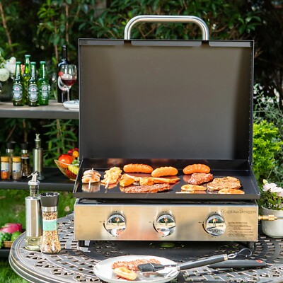 24,000 BTU Portable Propane Gas Tabletop Grill Stainless Steel BBQ Cook ...