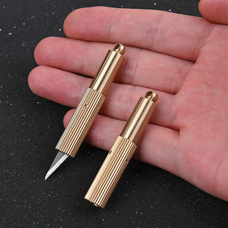 Mini Brass Knife Rotate Telescopic Letter Cutter Outdoor Pocket ...