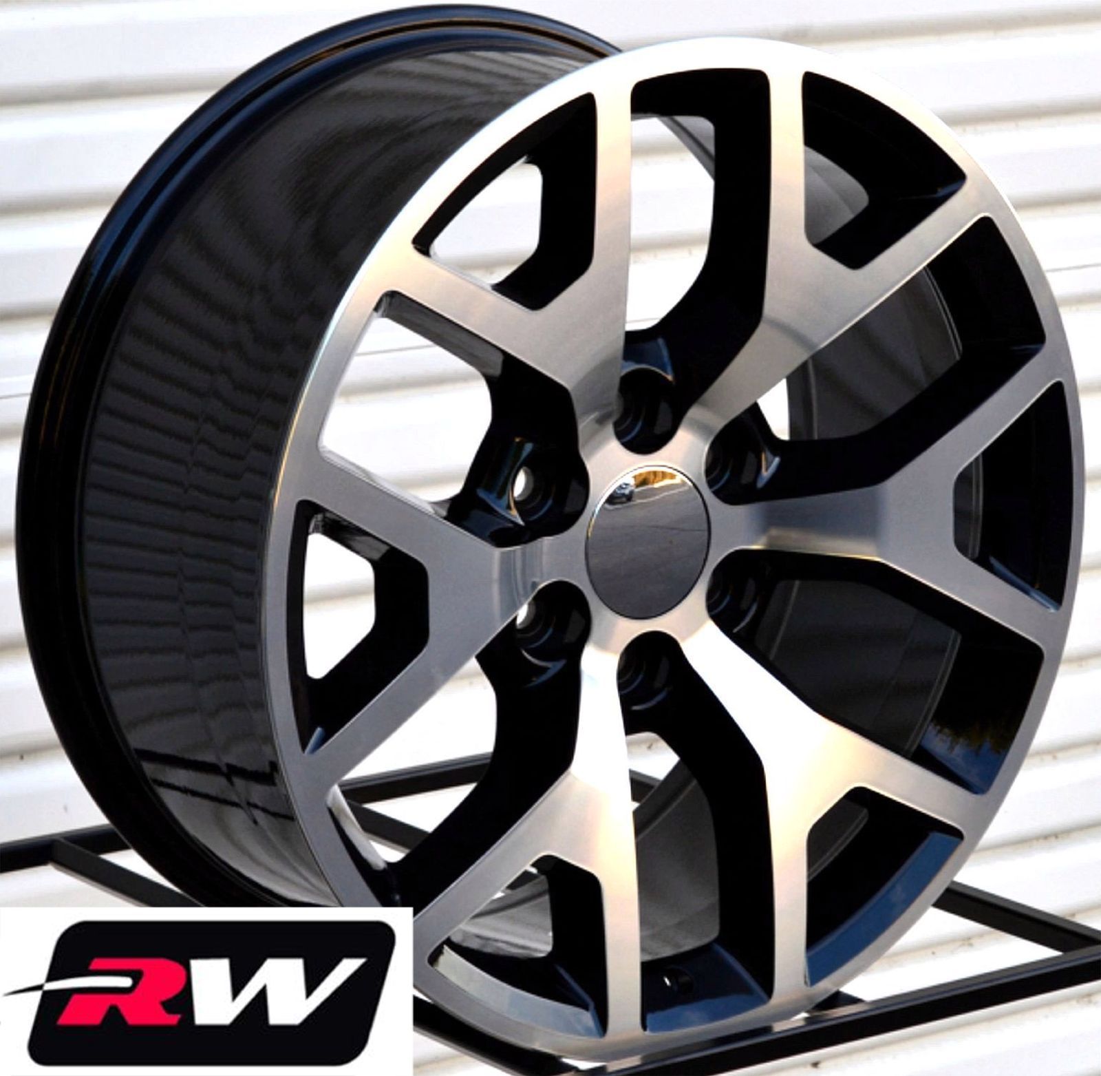 20" inch 20 x9" Wheels for Chevy Avalanche Black Machined GMC Sierra ...