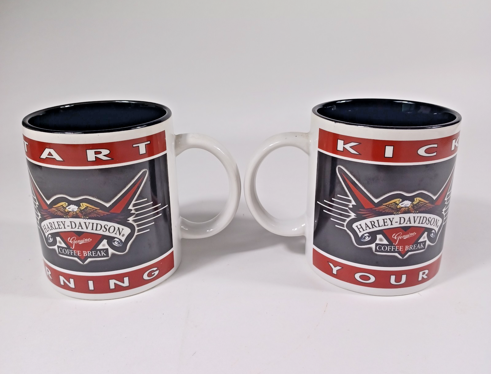 Lot Of 2 - Vintage 1998 Harley Davidson Kick Start Your Morning Coffee ...