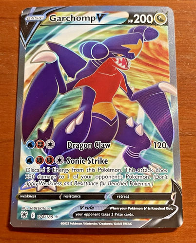 Pokémon TCG Garchomp V Sword & Shield 178/189 Holo Full Art Ultra Card ...