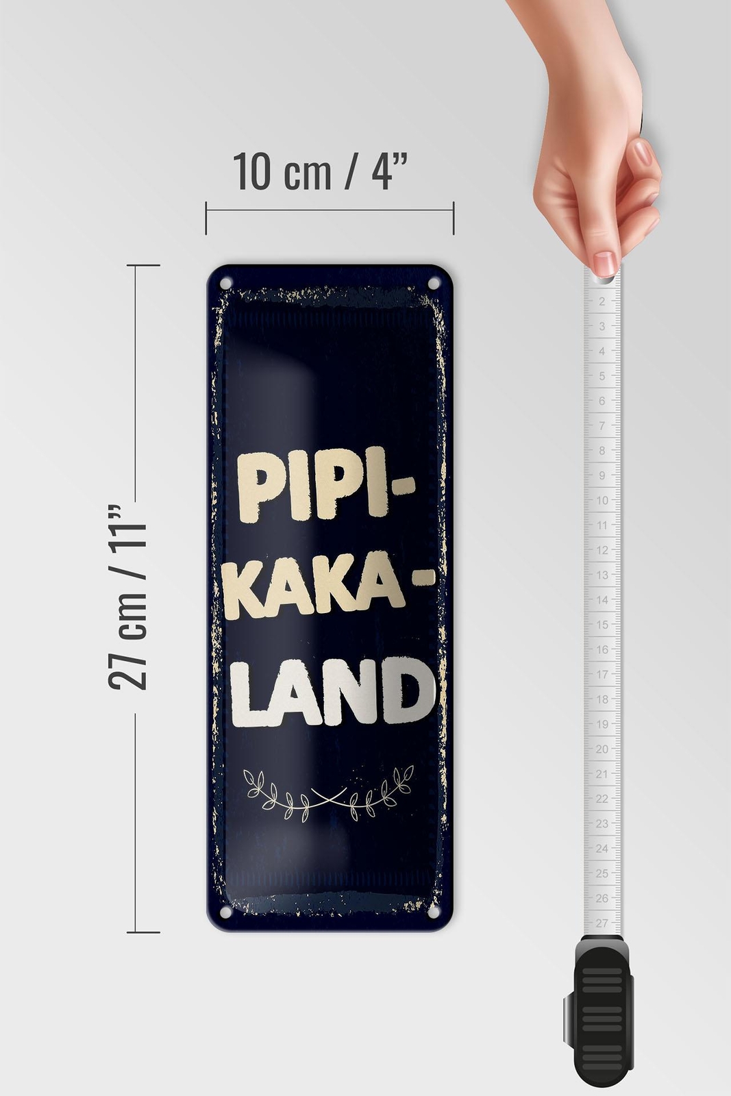 Blechschild Spruch lustig Pipi-Kaka-Land 10x27cm Geschenk Deko Schild ...