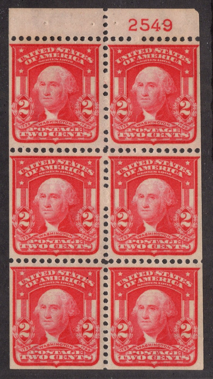 U.S. - 319g - Booklet Pane - (plate number 2549) - Fine/Very Fine ...