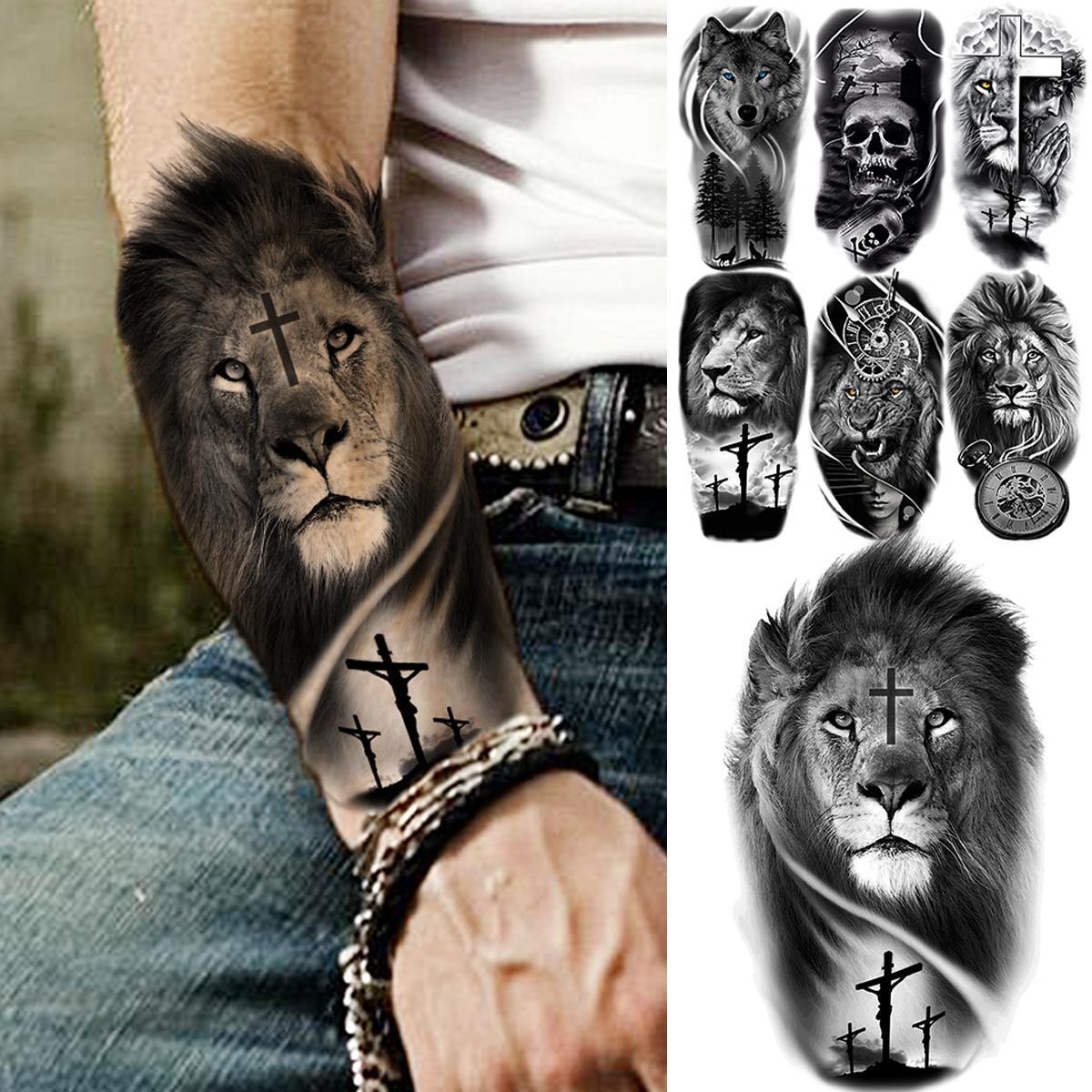 Realistic Lion Tattoo Sleeve