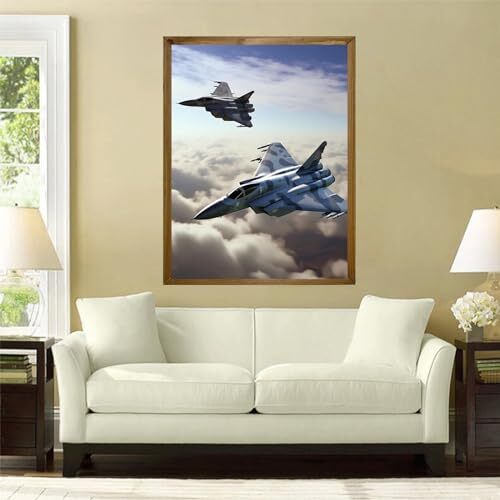 5D Airplane Diamond Painting Kits, Fighter Jet Flying in The Sky Art ...