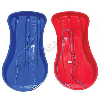 2 x LARGE ADULT / KIDS RED & BLUE PLASTIC SLEDGE / TOBOGGAN ROPE ...