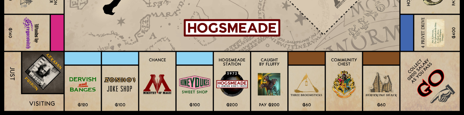 Harry Potter Wizarding World Monopoly 24" x 24" Custom Board Print | eBay