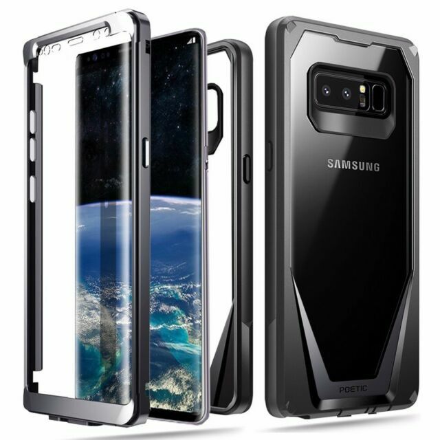 Poetic Guardian-Note8-Black 360 Degree Protection Hybrid Bumper Case with Built-in-Screen ...