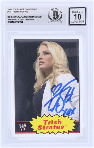 Trish Stratus WWE Signed 2012 Topps Hertiage #55 Beckett Fanatics 10 ...