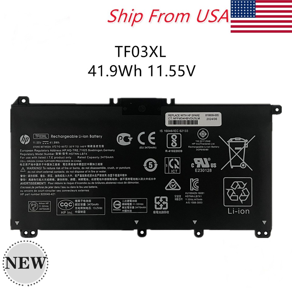 OEM Genuine 41.9Wh TF03XL Battery For HP Pavilion 15-CC 15-CD 17-AR ...