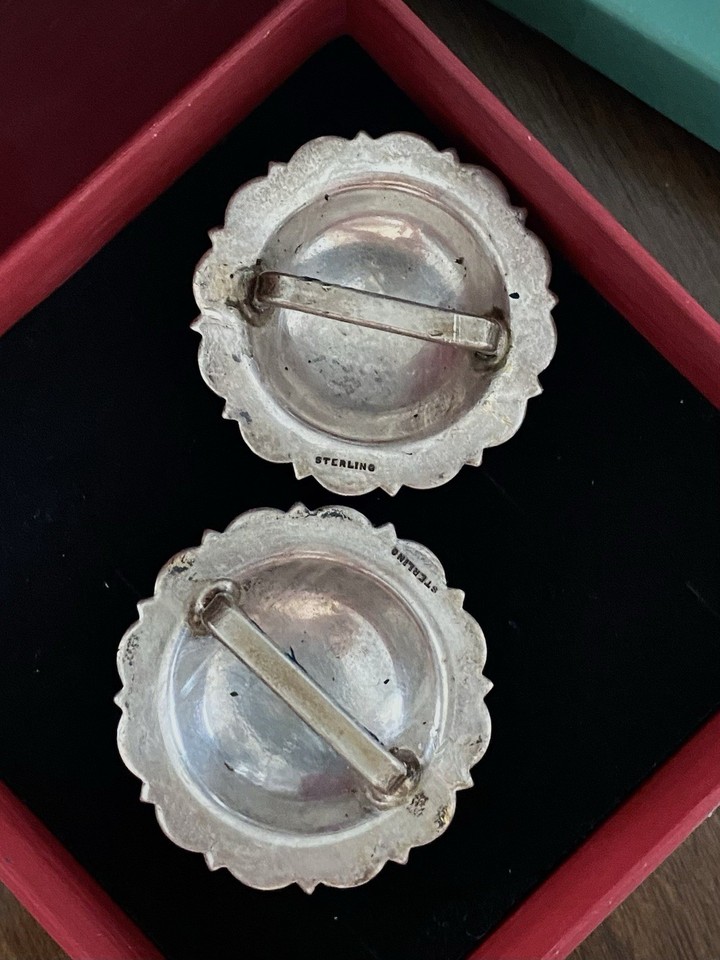 Vintage Large solid Sterling Silver Loop back Conchos Headstall Spurs ...