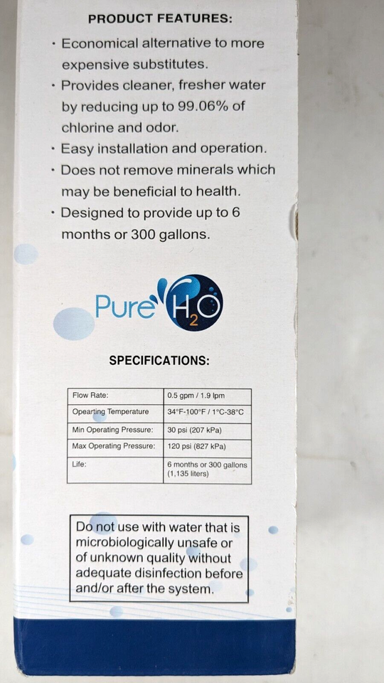 Pure H20 Water Filter No. PH21610 NEW 642872647435| eBay