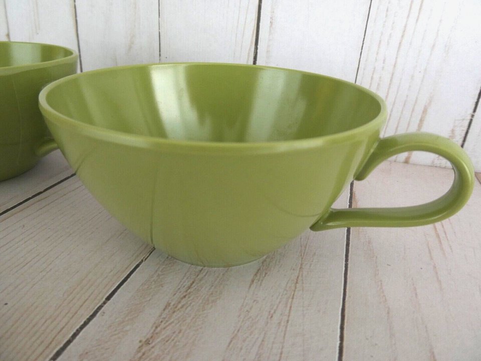Lenotex Vtg Green Melmac Melamine Cup Coffee Tea Hard Plastic Set of 2 ...