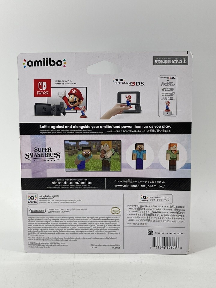 Amiibo Steve & Alex Minecraft Super Smash Bros Nintendo Switch 3DS Fast ...
