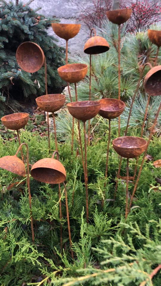 15 Rusty flowers, Cute rusty metal flower, Outdoor Garden decor, Metal ...