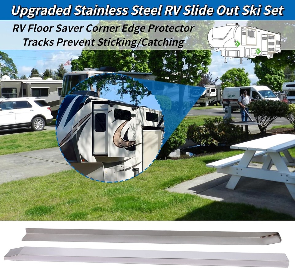 Upgraded RV Slide Out Ski Set, RV Floor Saver Corner Edge Stainless ...