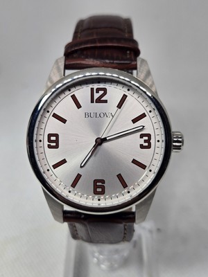 Bulova 96A153 Classic Quartz Silver Dial Men's Leather 40mm Watch New ...