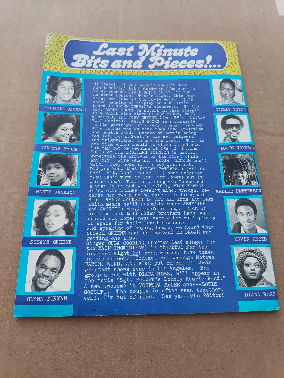 1978 Right On Magazine March Vintage V7 #6 Tina Andrews David Hubbard ...