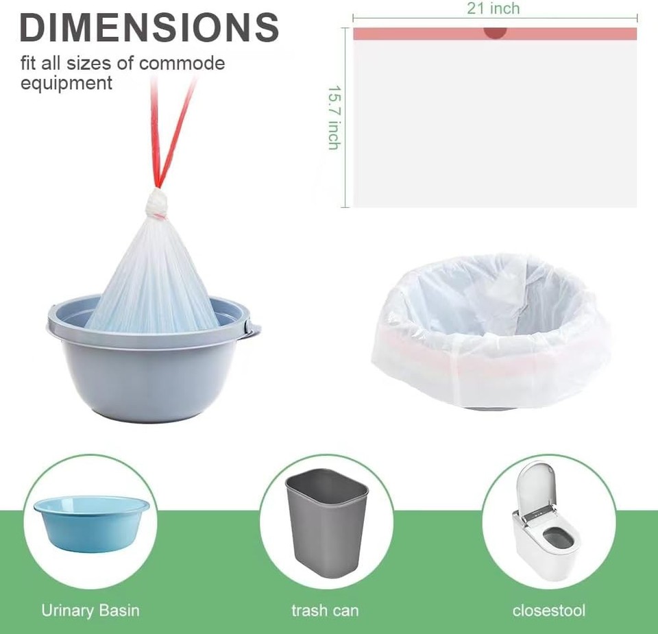 Commode Liners 120PCS Bedside Commode Liners Disposable-Portable Toilet ...