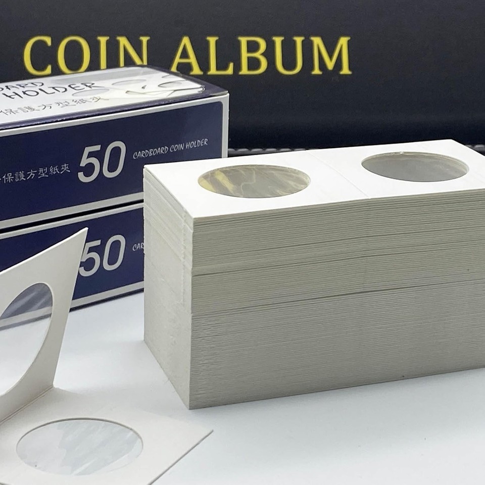 250 Pieces 2" x 2" Cardboard Coin Flips Coin Holders Mylar Coin Flips ...