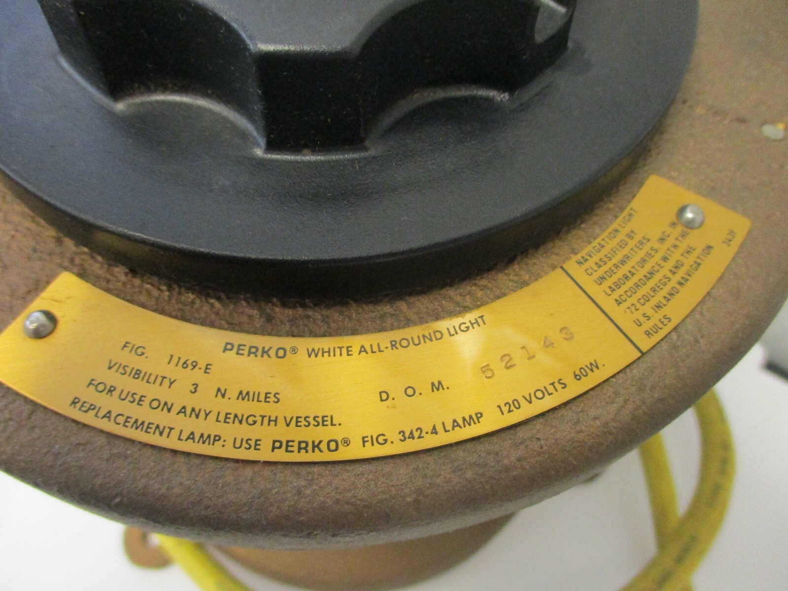 VTG, PERKO WHITE ALL AROUND LIGHT, MARINE NAVIGATION LIGHT D.O.M 62143 ...