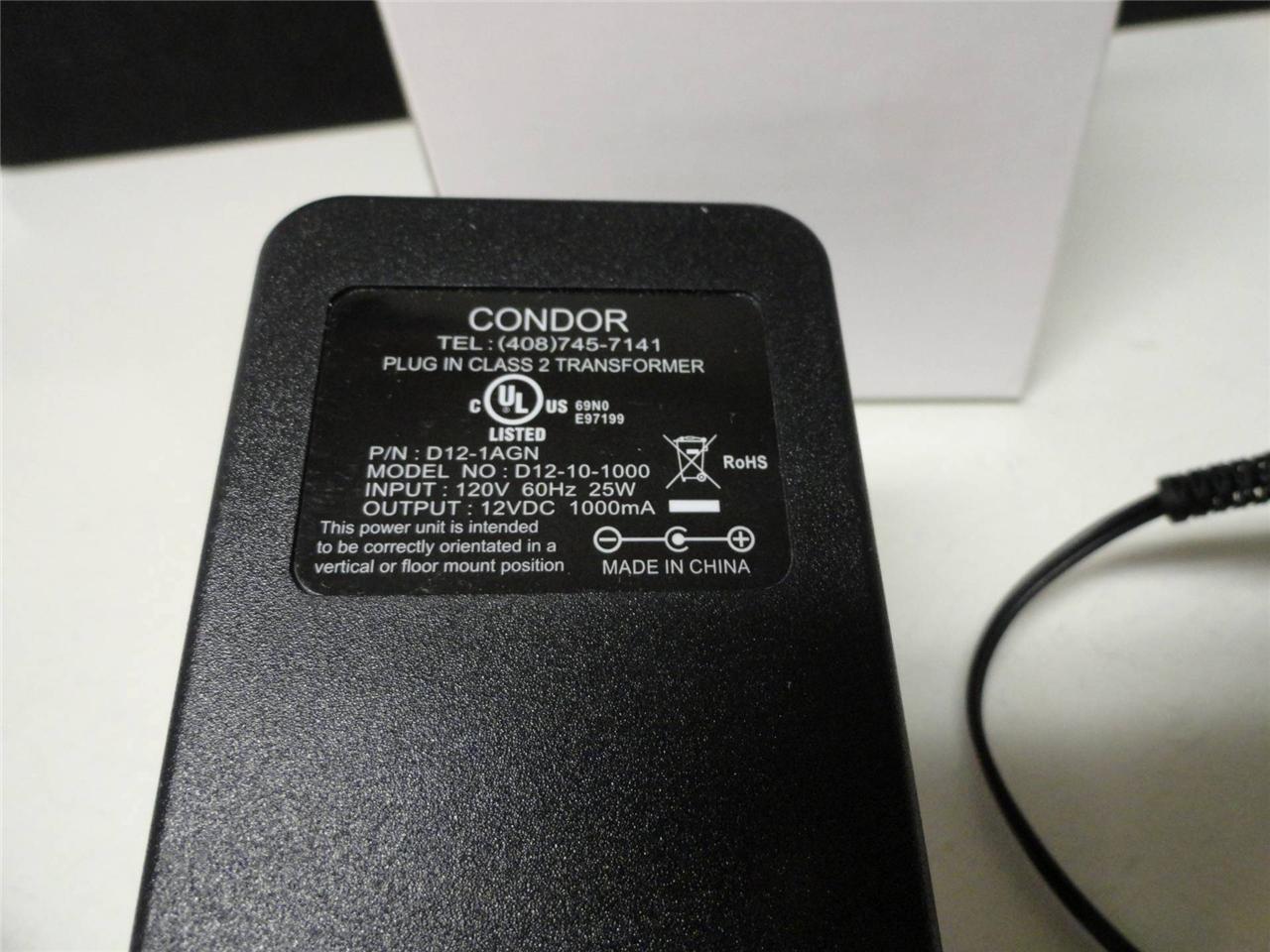 New CONDOR D12-1AGN Class 2 Transformer 12V DC 1000mA D12-10-1000 F14 ...