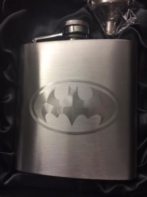 BATMAN HIP FLASK classic logo 6oz stainless steel Justice League ...