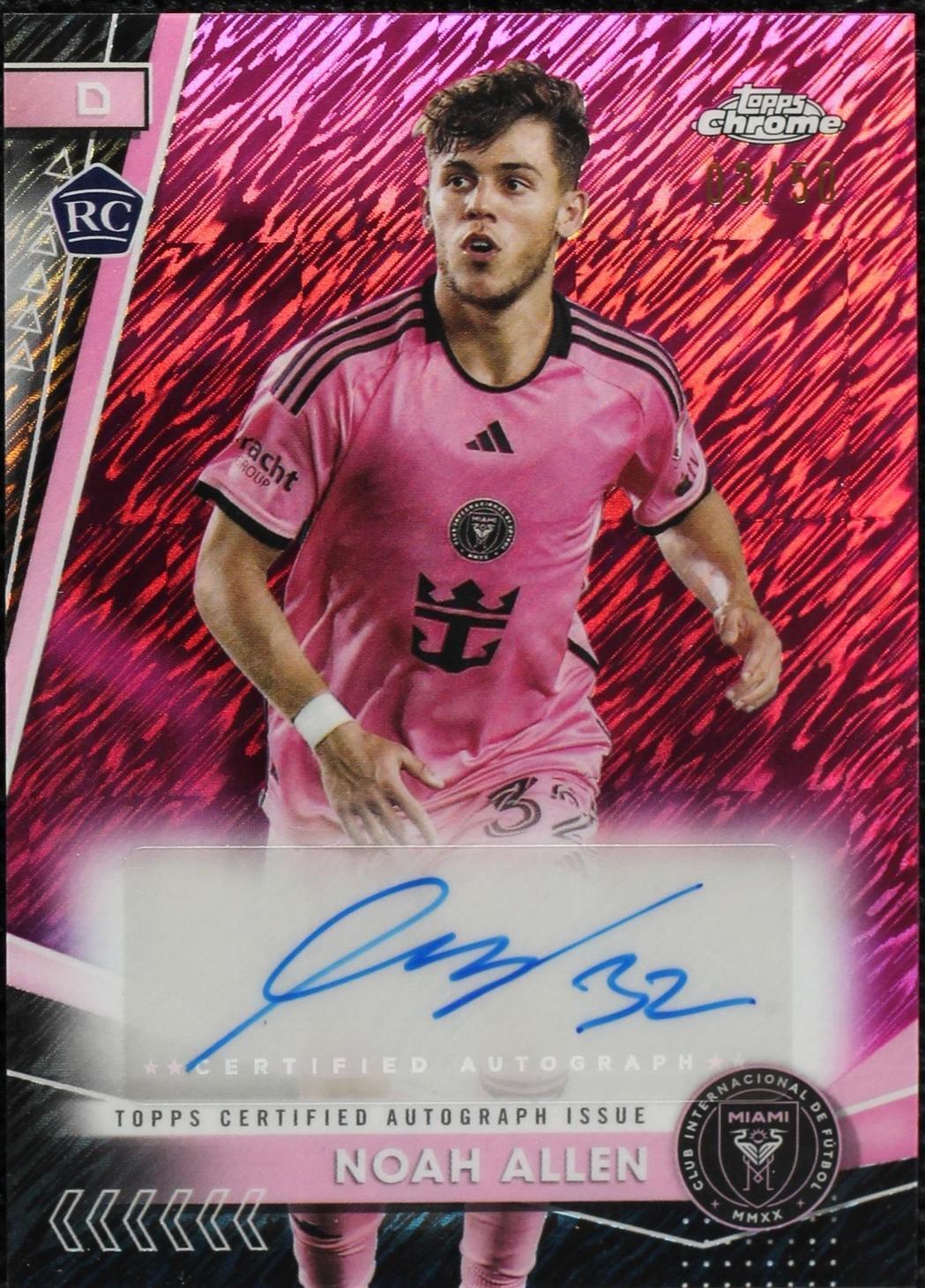 2024 Topps Chrome Mls - Autographs Noah Allen #CA-NA Pink Shimmer ...