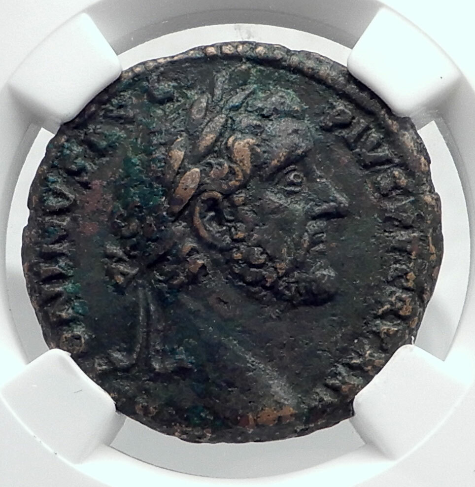 ANTONINUS PIUS Rome STATUE OF EMPEROR TEMPLE Ancient Roman Coin NGC ...